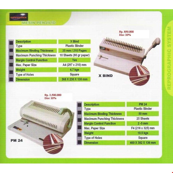 Jual Mesin Binding, Mesin Jilid Offistar X Bind & PM 24 oleh PT. Wahana ...