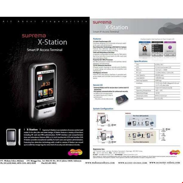 Jual Suprema Card Access & Face XSTATION oleh PT. Wahana Sukses Makmur