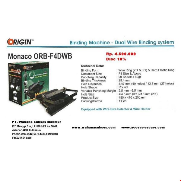 Jual Mesin Jilid Origin 2 In 1 Monaco Binding Machine 2 In 1 oleh PT ...