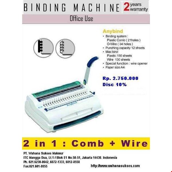 Jual Mesin Jilid ; Mesin Jilid DSB Anybind 2 In 1 Binding Machine oleh ...