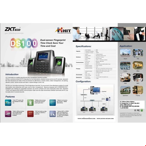 Jual Fingerprint Time Attendance DS100 oleh PT. Wahana Sukses Makmur