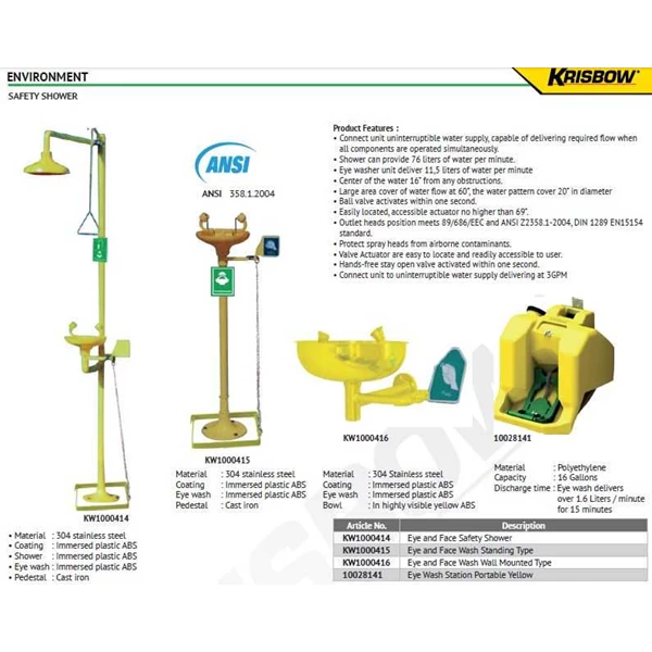 Jual EYE AND FACE SAFETY SHOWER KW1000414 KRISBOW oleh Toko Perkakas ...