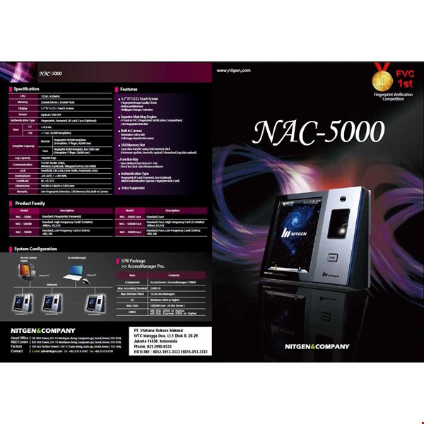 Jual Nitgen NAC 5000 Fingerprint & Face With Camera oleh PT. Wahana ...