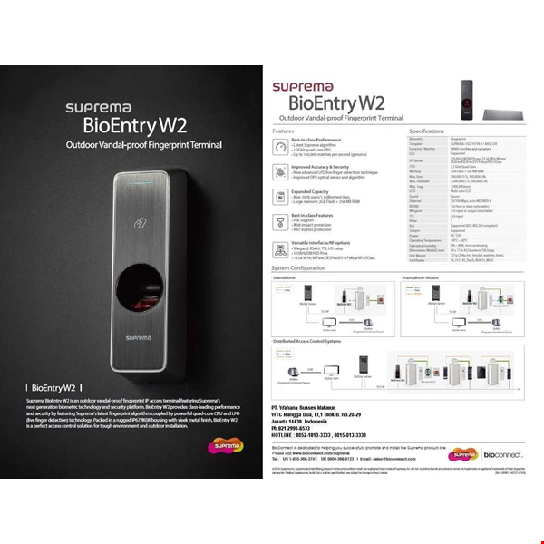 Jual Suprema BIOENTRY W2 Fingerprint & card access point oleh PT ...