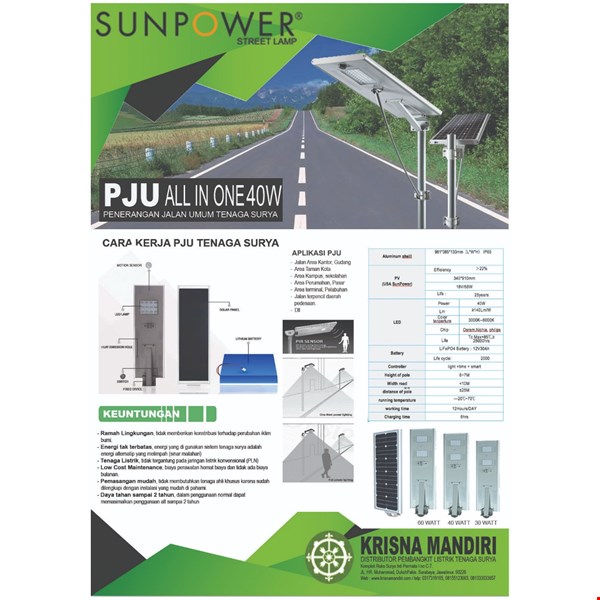 Jual PJU 40 Watt ALL IN ONE System, Solar Cell Lampu PJU ALL IN ONE ...