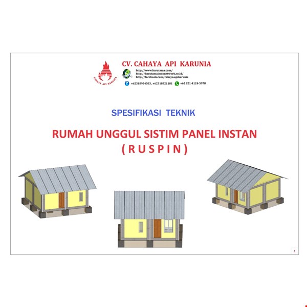 Jual rumah panel sederhana tahan gempa oleh CV. Cahaya Api Karunia