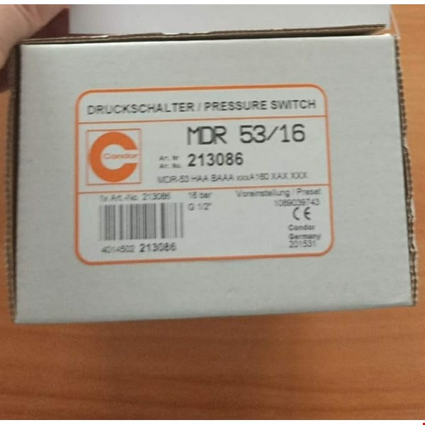 Jual CONDOR MDR3 PRESSURE SWITCH MDR 53/16 AC15-4A-250V-10A oleh PT ...
