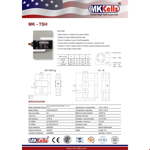 Jual Load cell MK - TSH MERK MK CELLS oleh CV. Cipta Indo Teknik