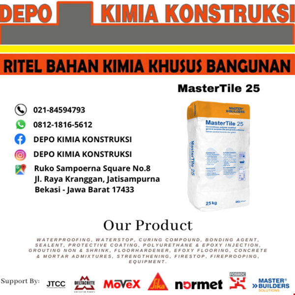 Jual MasterTile 25 Grouting oleh DEPO KIMIA KONSTRUKSI