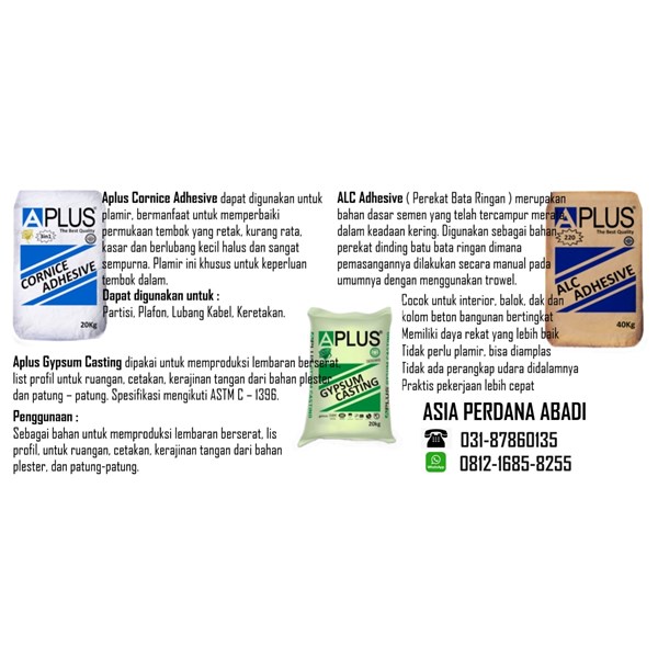 Jual Gypsum merk Aplus Malang oleh CV. Asia Perdana Abadi