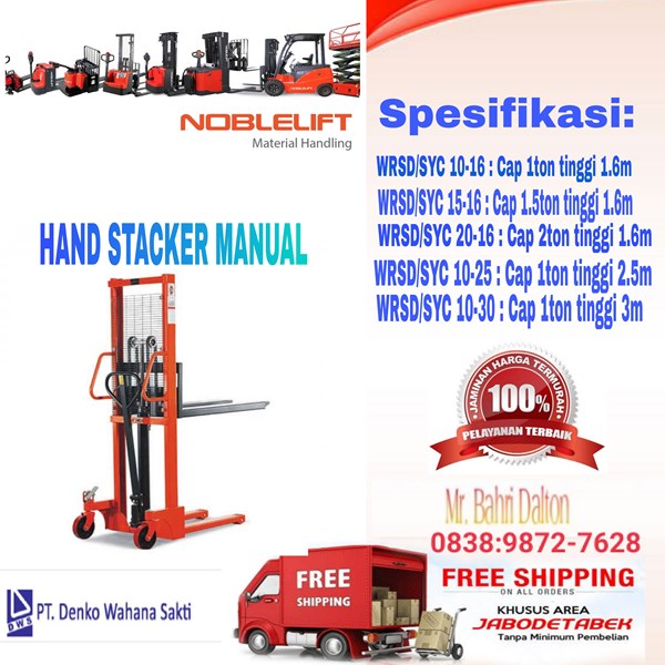 Harga Baru Hand lift Stacker Manual 1ton 1.6meter Mr Bahri Denko 2024 ...