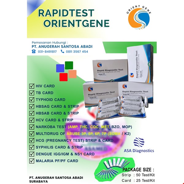 Jual RAPID TEST ORIENT GENE oleh PT. Anugerah Santosa Abadi