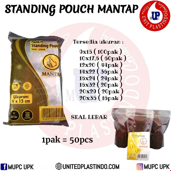 Jual STANDING POUCH MANTAP SEAL LEBAR oleh PT. Mitra Unit Plastindo ...