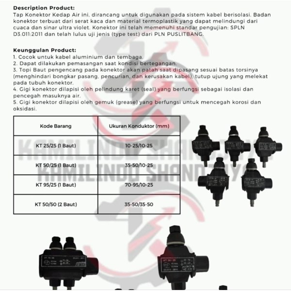 Jual Tap Connector 1 Baut dan 2 Baut oleh PT. Kamilindo Shandjaya Djakarta