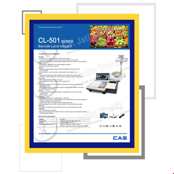 Jual TIMBANGAN LABEL PRINTING CAS CL 501 oleh CV. JATIM TRONIK - Surabaya - Jawa Timur - Indonesia