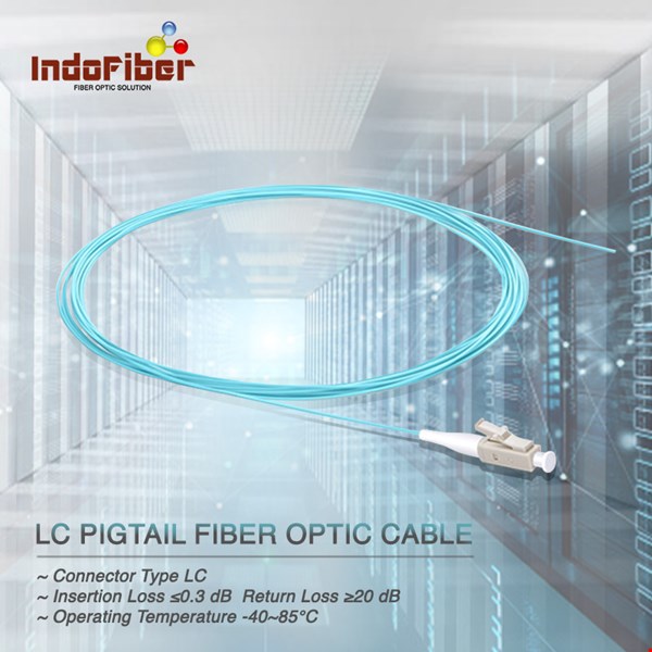 Jual INDOFIBER Pigtail LC Simplex Multimode OM3 50/125um, Kabel fiber ...