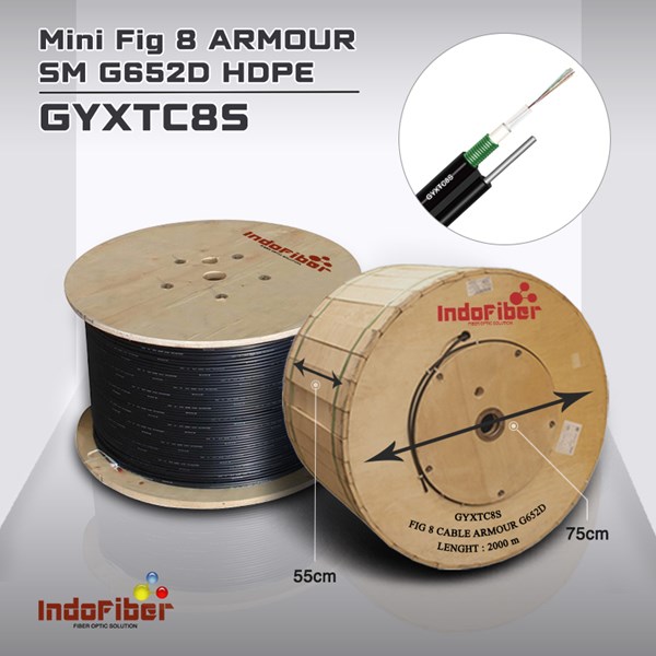 Jual INDOFIBER FIG8 MINI Kabel udara ARMORED 12 CORE Kabel Fiber Optik ...