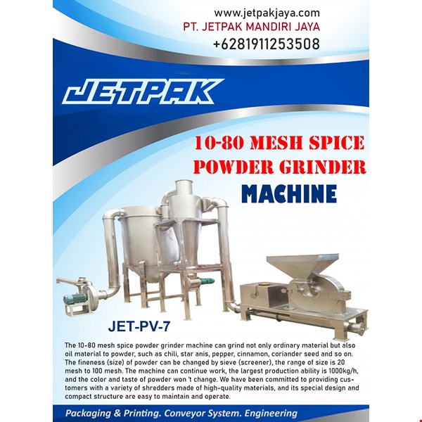 Jual 10-80 Mesh Spice Powder Grinder Machine oleh PT. Jetpak Mandiri Jaya
