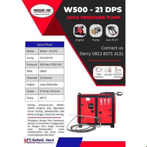 Jual POMPA HYDROTEST ENGINE DIESEL KAPASITAS 21 LITER/ M PRESSURE 7250 ...