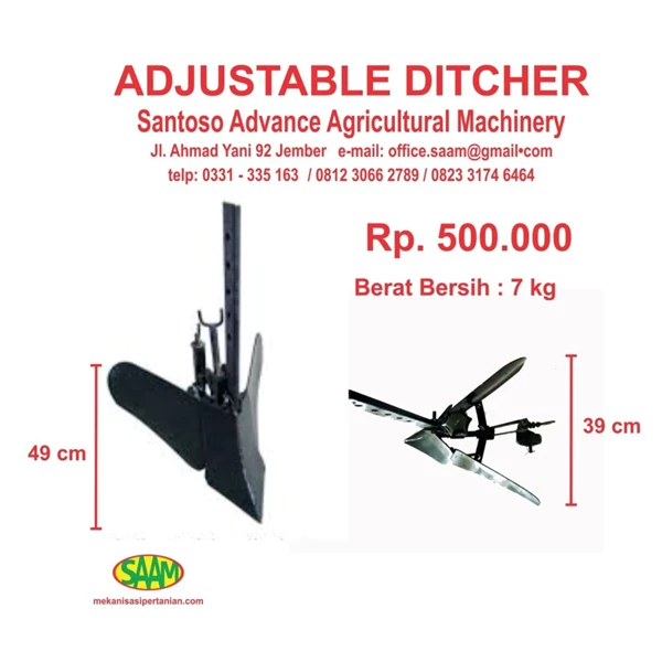 Jual ADJUSTABLE DITCHER (Alat pembuat parit yang ditarik tractor mini ...