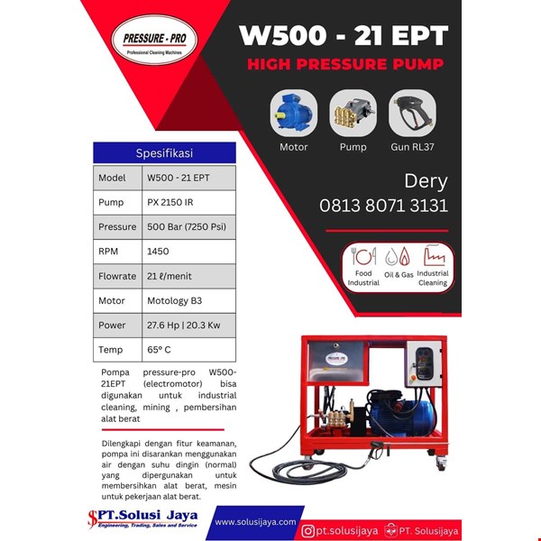 Jual WATER JET 7250 PSI 500 BAR POMPA HAWK PX 2150 - JET CLEANER oleh ...