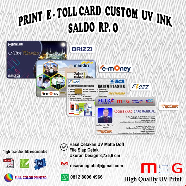 Jual CETAK EMONEY CUSTOM MANDIRI oleh Mitra Sarana Global Print - ID Card