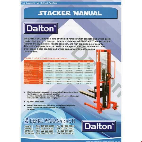 Jual Stacker Manual Dalton Stacker Manual merk Dalton oleh PT. Denko ...