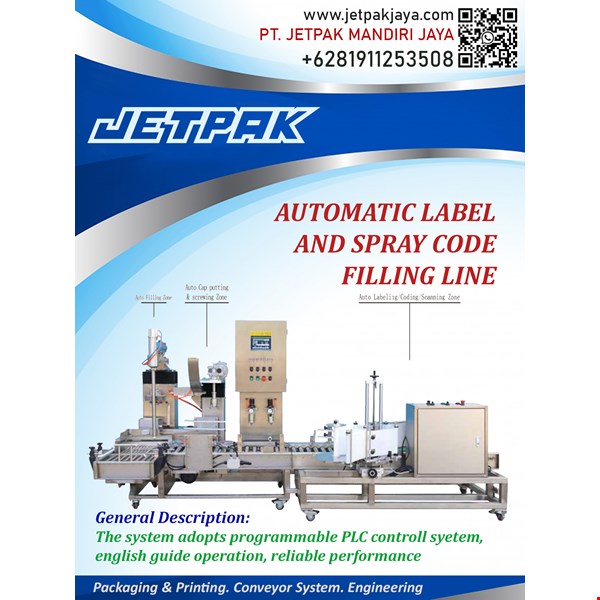 Jual Automatic Label And Spray Code Filling Line oleh PT. Jetpak ...