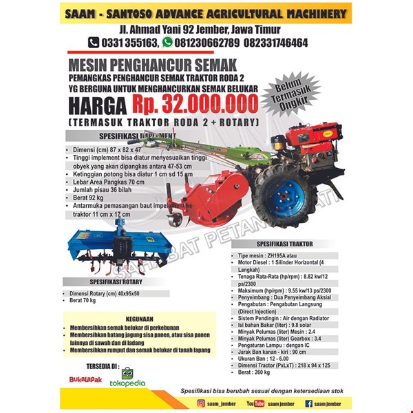 Jual Alat Mesin Potong Pangkas Babat Rumput Semak Traktor 101B oleh ...