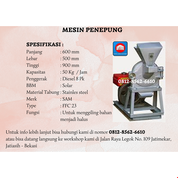 Jual Mesin Penepung Disk Mill oleh PT. Surya Agro Mandiri