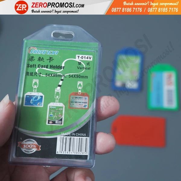 Jual casing rubber 1 kartu model vertikal id card oleh Zero Promosi