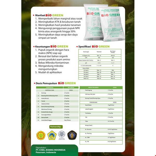 Jual Pupuk Organik BIO GREEN (Organik Fertilizer) oleh PT. Agro Dahlia ...