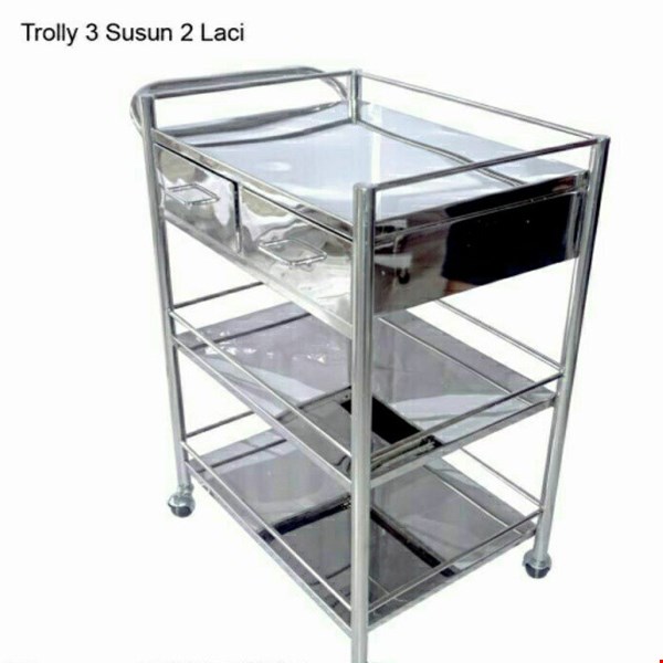 Jual Trolley Instrumen 3 Rak + Laci Stainlees Steel oleh PT. Yanmaris ...
