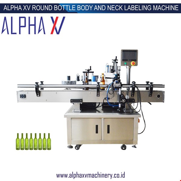 Jual ALPHA XV Round Bottle Body And Neck Labeling Machine oleh PT. Alpha Omega Makmur Sejahtera