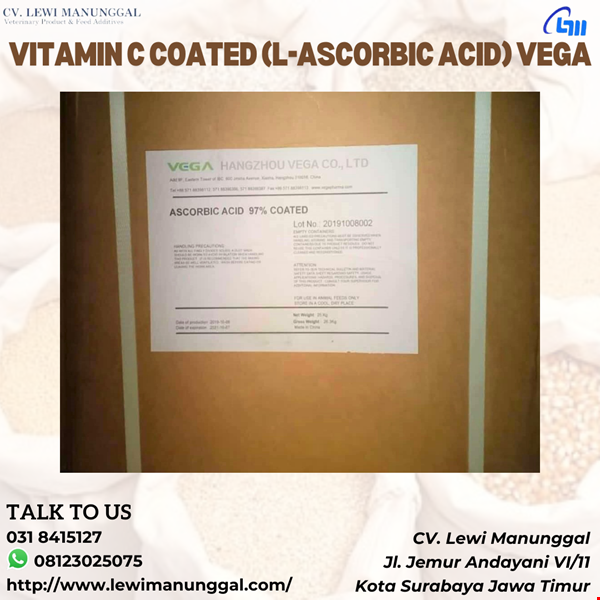 Jual Vitamin C Coated (L-ascorbic Acid) Vega oleh CV. Lewi Manunggal