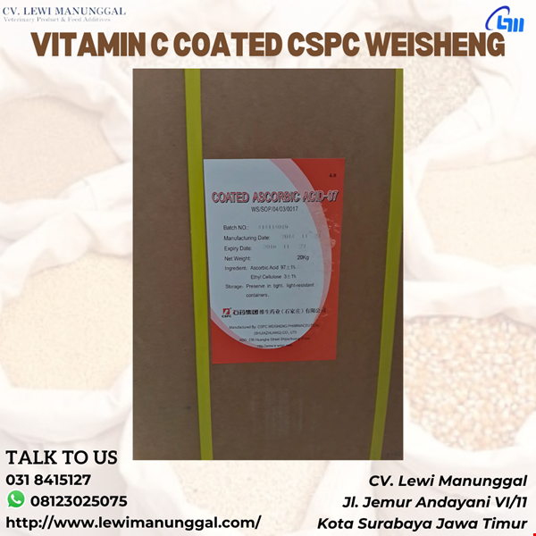 Jual Vitamin C Coated (L-ascorbic Acid) CSPC Weisheng oleh CV. Lewi Manunggal