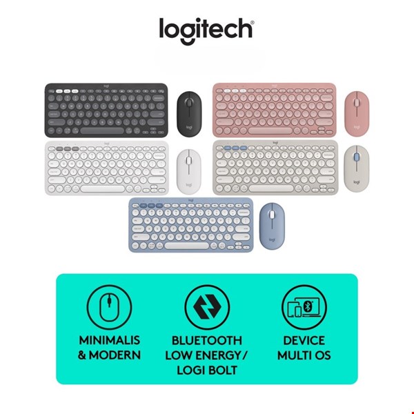 Jual Logitech Pebble 2 Combo, Keyboard dan Mouse Wireless Bluetooth oleh PT. Surya Perdana Makmur