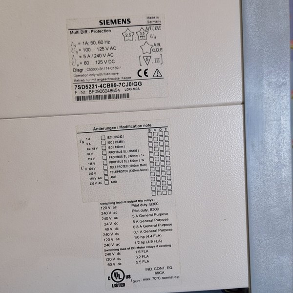 Jual MULTI Differential Protection RELAY Siemens 7SD5221-4CB99-7CJ0/GG ...