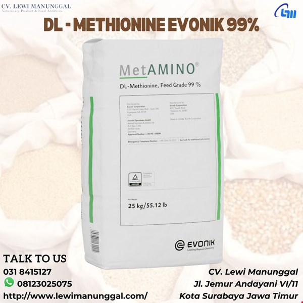 Jual MetAmino DL-Methionine 99% EVONIK oleh CV. Lewi Manunggal