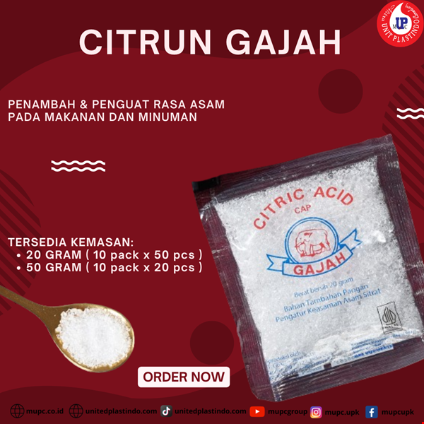 Jual CITRUN GAJAH 20 GRAM / CITRIC ACID / PENGASAM MAKANAN MINUMAN oleh ...