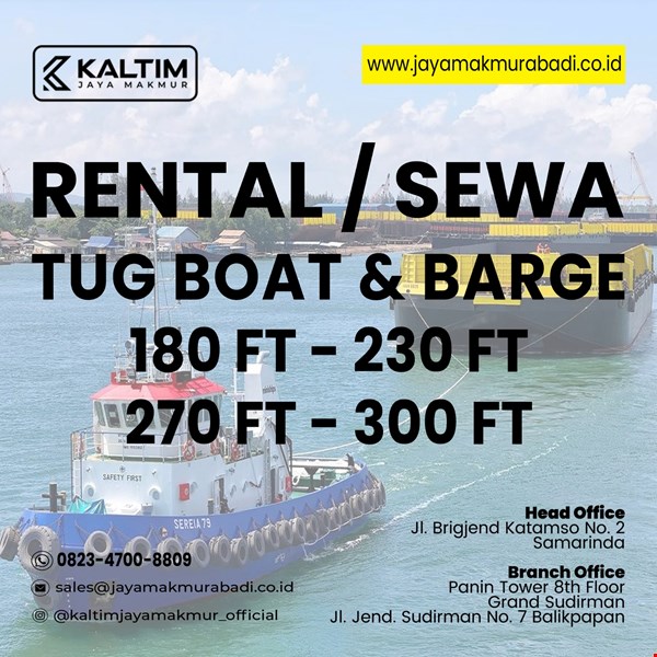Jasa RENTAL SEWA TUG BOAT & BARGE HARGA TERBAIK TAHUN 2024 KALIMANTAN ...