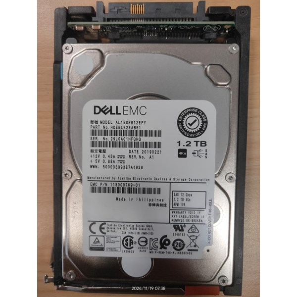 Jual HD EMC 1.2TB 10K RPM SAS 2.5″ HDD for Unity 300, 400 oleh PT ...