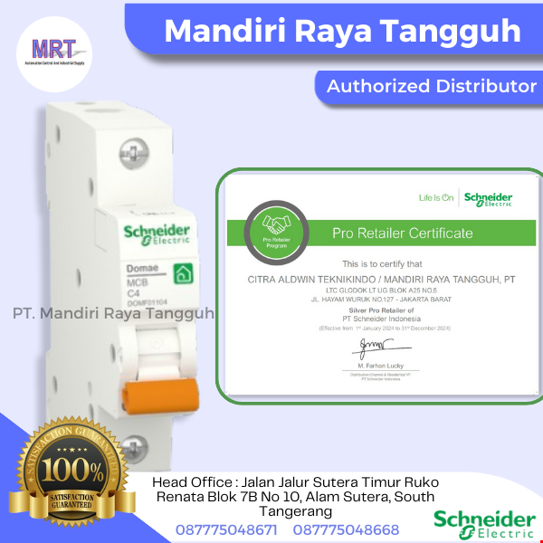 Distributor MCB Domae Schneider Tangerang oleh PT. Mandiri Raya Tangguh