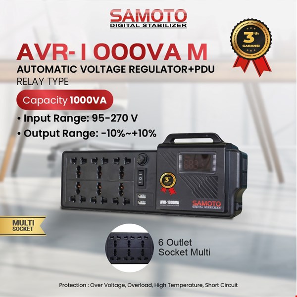 Jual Samoto Digital Stabilizer Relay Type Single Phase 1000VA (AVR-1000 ...