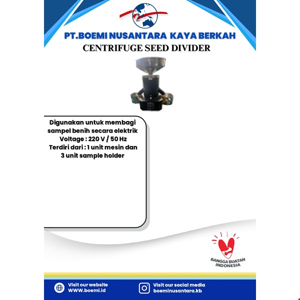 Jual BOEMI CENTRIFUGE SEED DIVIDER oleh PT. Boemi Nusantara Kaya Berkah