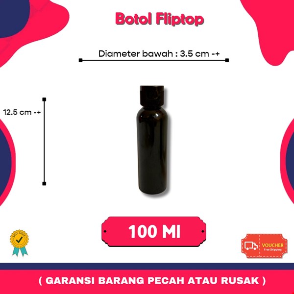 Jual Botol Fliptop 100ml Hitam | Botol Pet Br Kosmetik Skincare 100ml ...