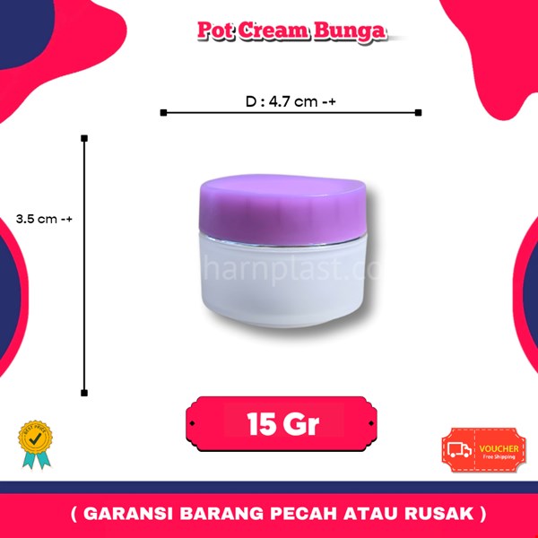 Jual Pot Cream Bunga 15gr Tutup Ungu | Pot Jar Kosmetik Skincare 15 ...