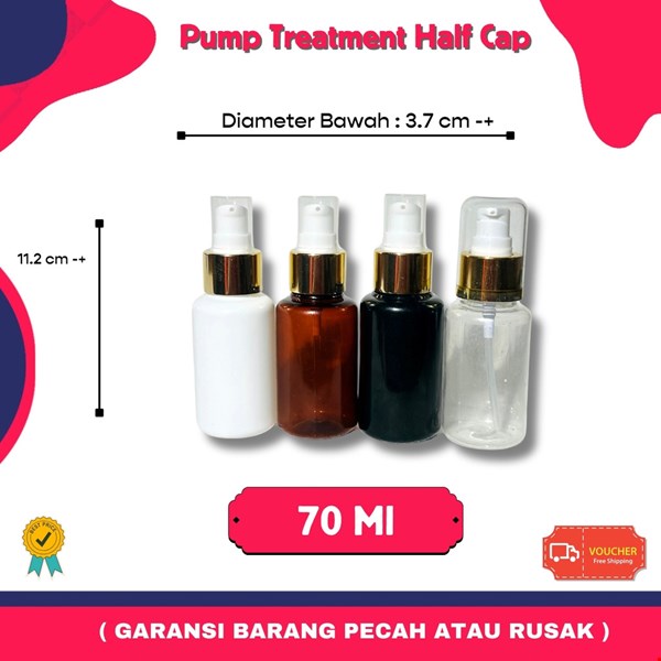 Jual Botol Pump Treatment Half Cap 70ml Gold | Botol Pet Tubular ...
