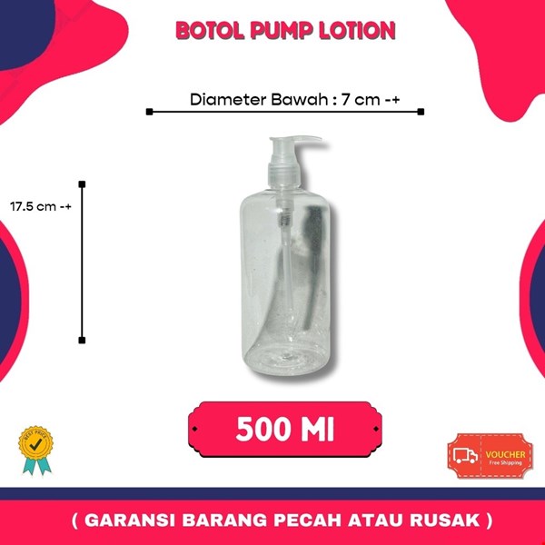 Jual Botol Pet Pump Lotion Natural Tutup Natural 500ml Neck 24 | Botol ...
