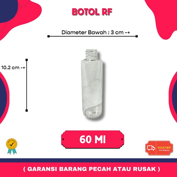 Jual Botol RF Natural Transparant 60ml Pet Neck 18 | Botol Pet RF 60ml ...